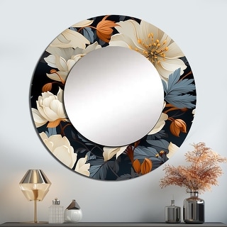 Designart "Magnificent Magnolia Blooms" Floral Round Bathroom Mirror ...