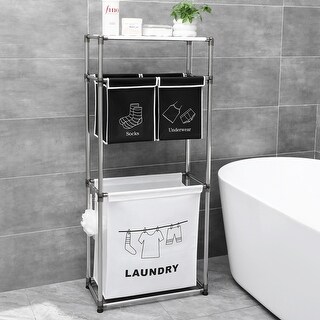 Standing Dirty Clothes Hamper Laundry Hamper 3 Tier Basket Sorter with ...