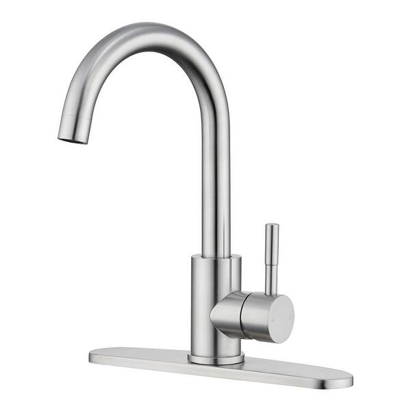Widespread High Arc Single Hole Bathroom Basin Faucet in Brushed Nickel ...