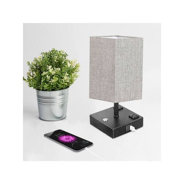 Defong 15-Inch Dimmable Touch Table Lamp with USB ports and AC Outlets ...