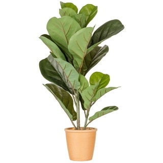 23" Artificial Fiddle Leaf Fig Plant in Terracotta Planter Pot - Bed ...