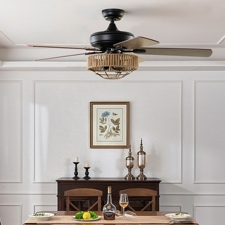 Mosna Multifunctional 5-Blade LED Ceiling Fan with Remote and Voice ...