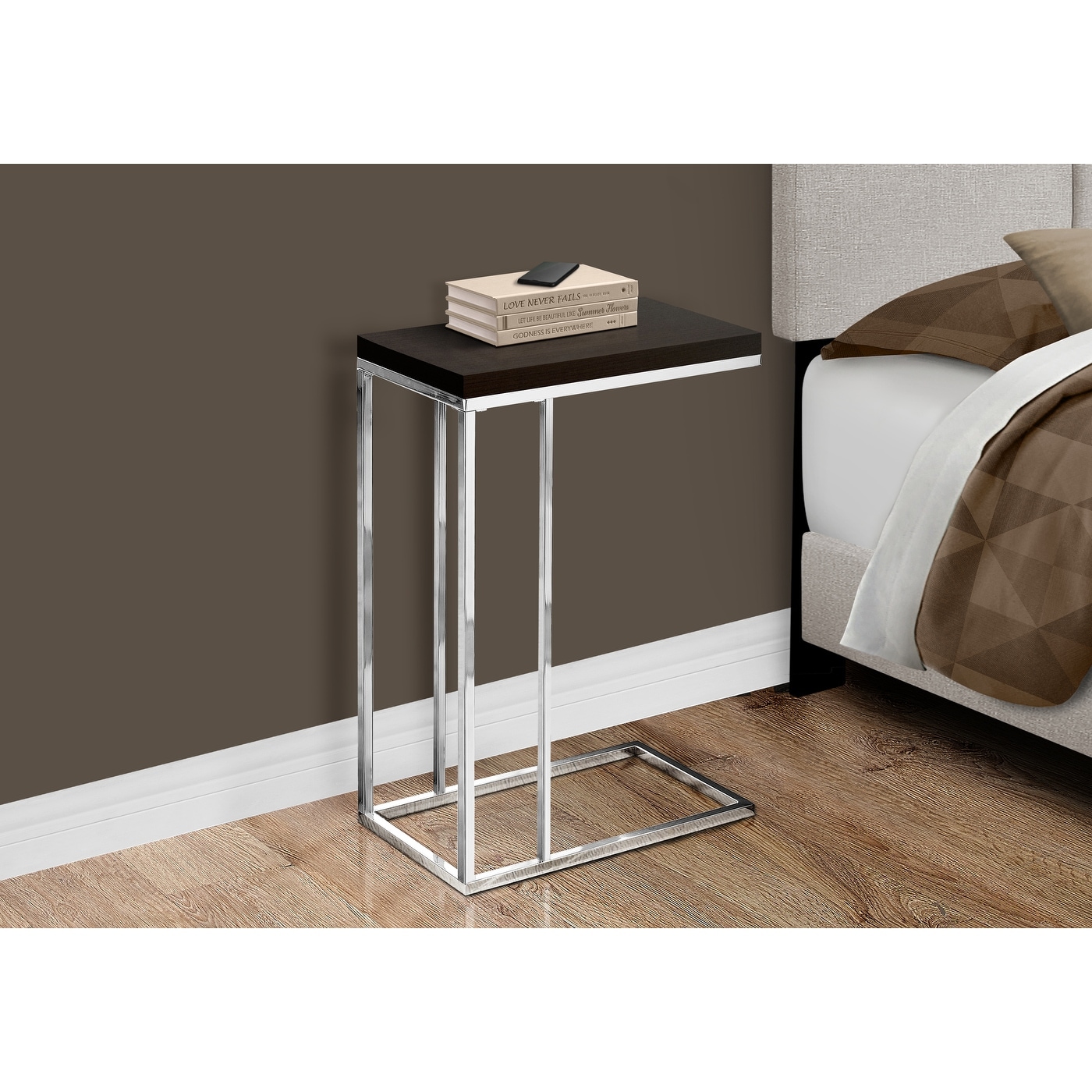 c shaped side table chrome