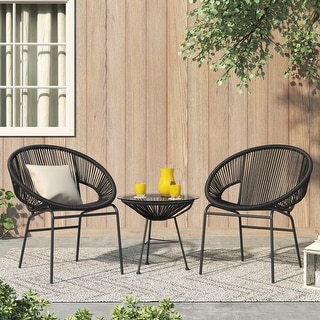 Corvus Sarcelles Woven Wicker 3-piece Indoor/Outdoor Chat Bistro Set ...