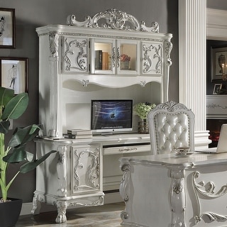 Adison Bone White Computer Desk and Hutch with Adjustable Shelf - Bed ...