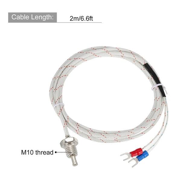 K Type Temperature Sensor 3pcs M10 Thermocouple 6.6ft 0 to 800°C(32 to ...