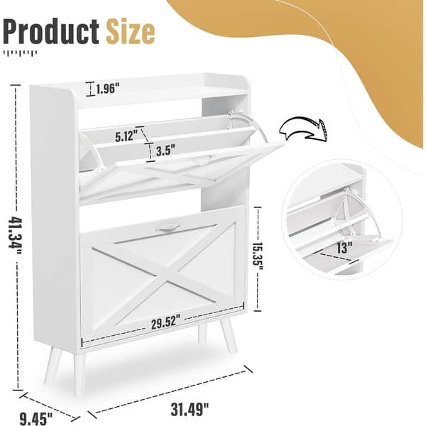 20 Pairs Shoe Storage Cabinet Wood Shoe Shoe Racks Organizer Boxes with ...