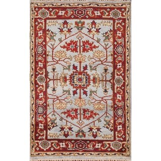 Light Blue Heriz Serapi Area Rug Handmade Floral Wool Carpet - 3'0"x 4 ...