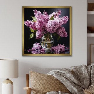 Designart "Elegant Lilac Bouquet Vase" Lilacs Framed Wall Art Prints ...