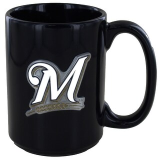 Milwaukee Brewers Metal Emblem Ceramic Mug, 15oz, Navy - Bed Bath ...