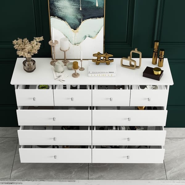 55.1W Chest Dresser Cloest for Bedroom Double Dresser White/Black - On ...