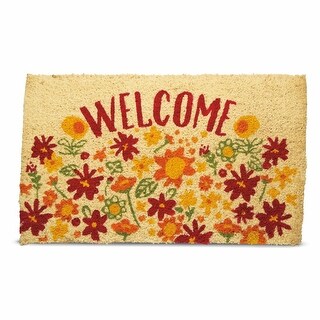 1'6"x2'6" Welcome Sentiment Bright Flowers Rectangle Indoor Outdoor ...