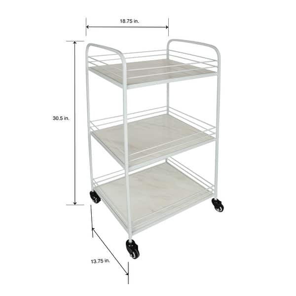 DesignStyles 3 Shelf Metal Cart with Tile Shelves and Wheels - Bed Bath ...