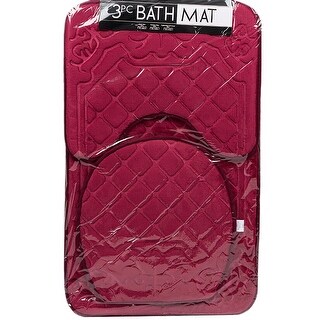 3 Piece Burgundy Ultra Soft Thick Memory Foam Non-Slip Absorbent ...