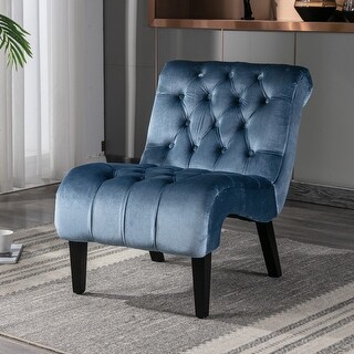 Button Tufted Accent Chair,Upholstered Living Room Side Chair,Blue ...