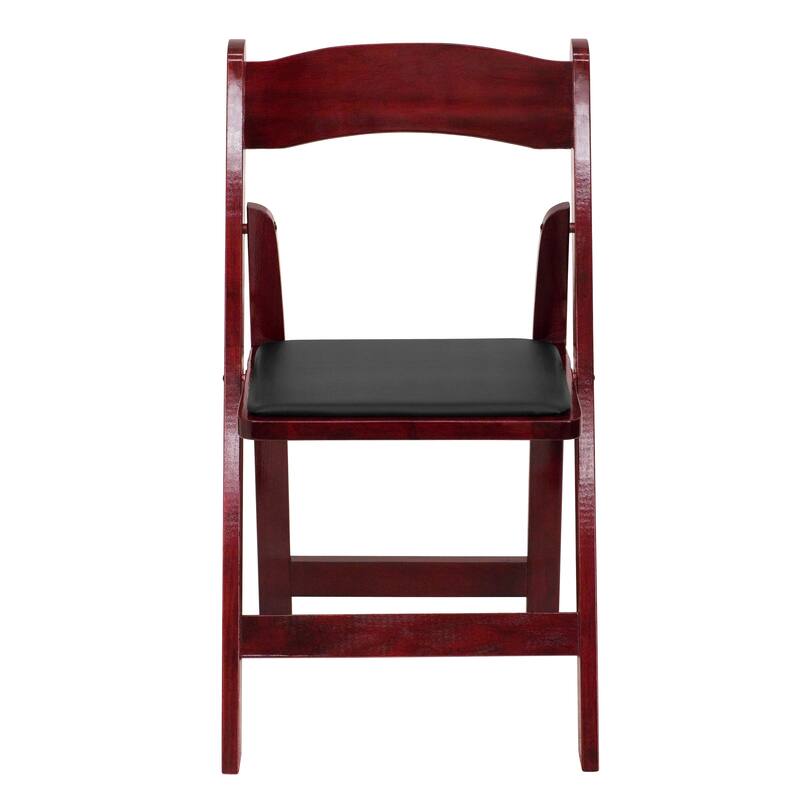 Wood Folding Chair with Vinyl Padded Seat (Set of 2) - Overstock - 29810653