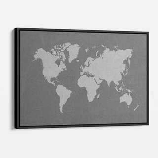 Grey World map Wall Art Canvas 8641 - Bed Bath & Beyond - 39913298