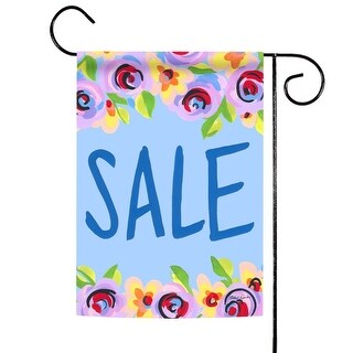 Blue and Purple Floral Sale Sign Outdoor Garden Flag 18" x 12.5" - Bed ...
