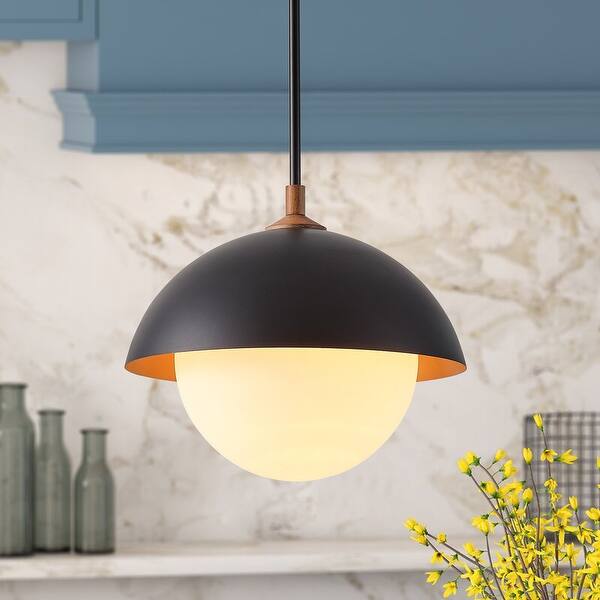 Farmhouse Black 1-Light Classic Bowl Shape Dimmable Pendant - Bed Bath ...