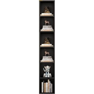 6-Tier Wooden Tall Narrow Open Bookcase and Bookshelves,Black - Bed ...