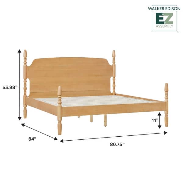 Walker Edison Easy Assembly Solid Wood King Bed with Wood-Turning ...