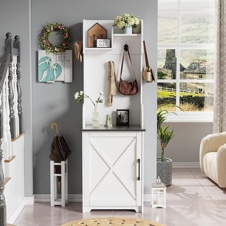 PAKASEPT Hall Tree 22" Wide Farmhouse Entryway Bench with Coat Rack ...