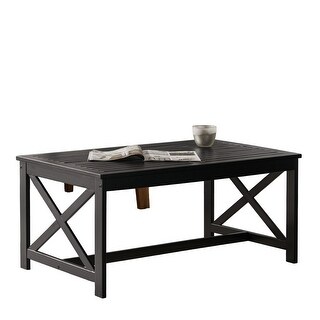 Coffee Table, 40 Inch Rectangular Top, Minimalist Black Wood Finish ...