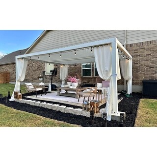 PURPLE LEAF Louvered Pergola Modern White Pergola with Adjustable Roof for Deck Backyard Garden ...