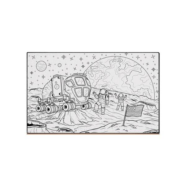 Space Art Kid Coloring Poster Rug Washable Marker Placemat Science ...