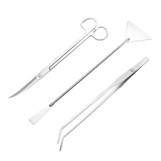 3 in 1 Set Tweezers Scissors Spatula with Flannelette Bag - Silver Tone ...