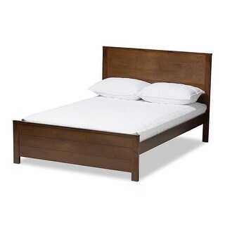 Catalina Brown Finished Wood Platform Bed w/Headboard Panelling (Full ...