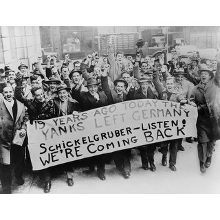 Cheering American Men Ready To Go To War They Carry A Sign Reading 19 ...