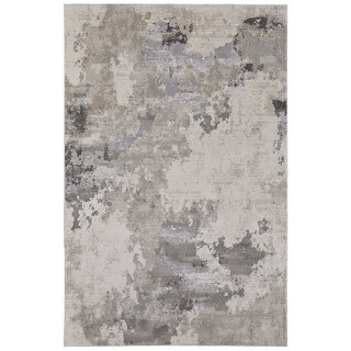 HomeRoots 10' X 13' Ivory And Gray Abstract Stain Resistant Area Rug ...