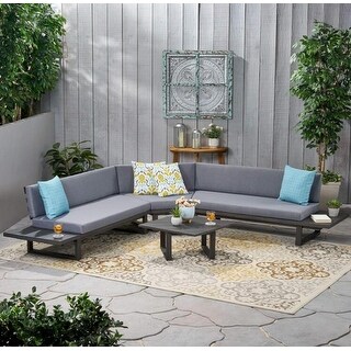 Outdoor 5-Piece Corner Sofa, V Shape Seat Set Sectional Sofa(Dark Gray ...
