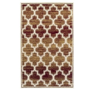 HomeRoots 8' X 10' Brick And Gold Geo Area Rug - 9'3" x 12'3" - Bed ...