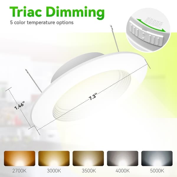LED 5/6" Recessed Light, Dimmable, E26 Base, 5 Color Temperature ...