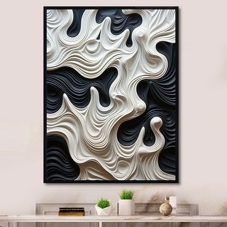 Designart "Black White Opt Art Rhythmic Pulses I" Op Art Wall Art ...