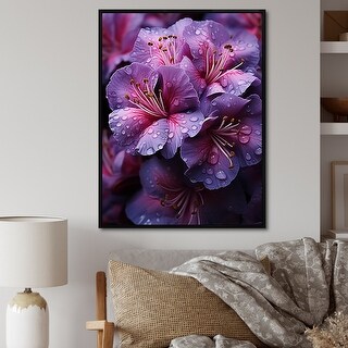 Designart "Rhododendronpop Art Neon Garden Hues" Rhododendron Framed ...