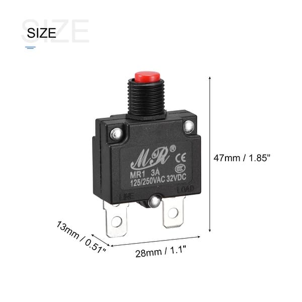 Circuit Overload Protector Kit 3A Push Button w Waterproof Caps 2 Set ...