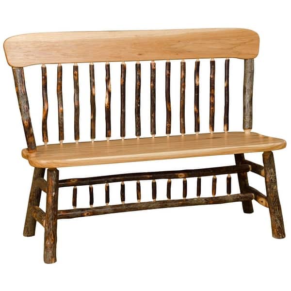 Hickory Log Bench with Oak Back - Bed Bath & Beyond - 33610022