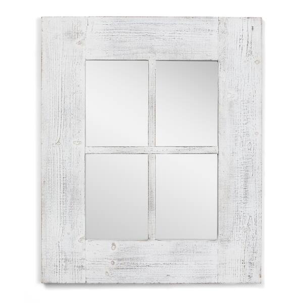 4 Pane Mirror Whitewashed Wood Wall Mirror - 1.75x29.5x36 - Bed Bath ...