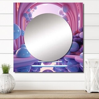 Designart "Pink And Blue Spheres Futuristic Cosmic Universe" Abstract ...