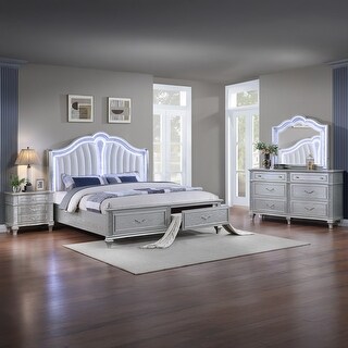 Mystic Queen / King 4PC / 5PC Bedroom Set Silver - Bed Bath & Beyond ...