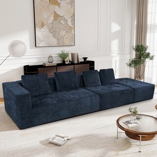 Dark Blue Sleeper Modular Sofa Bed 3pcsSectional Recliner Couch ...