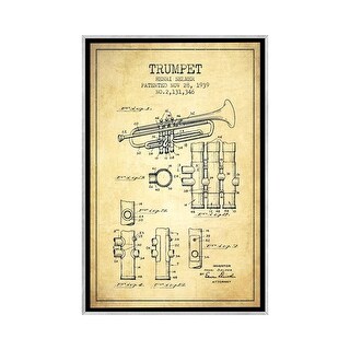 iCanvas "Trumpet Vintage Patent Blueprint" by Aged Pixel Framed - Bed ...