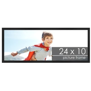 24x10 Lacquer Black Complete Wood Picture Frame with UV Acrylic, Foam ...
