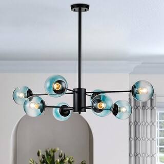 15-Light Modern Glam Linear Sputnik Gradient Blue Glass Globe Bubble ...
