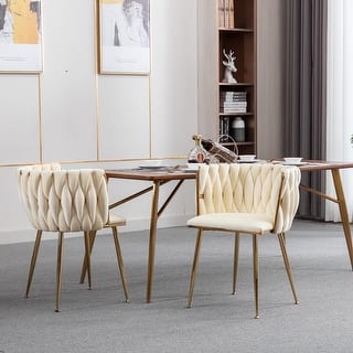 Golden Metal Frame Velvet Fabric Dining Chair Set of 2 - Bed Bath ...