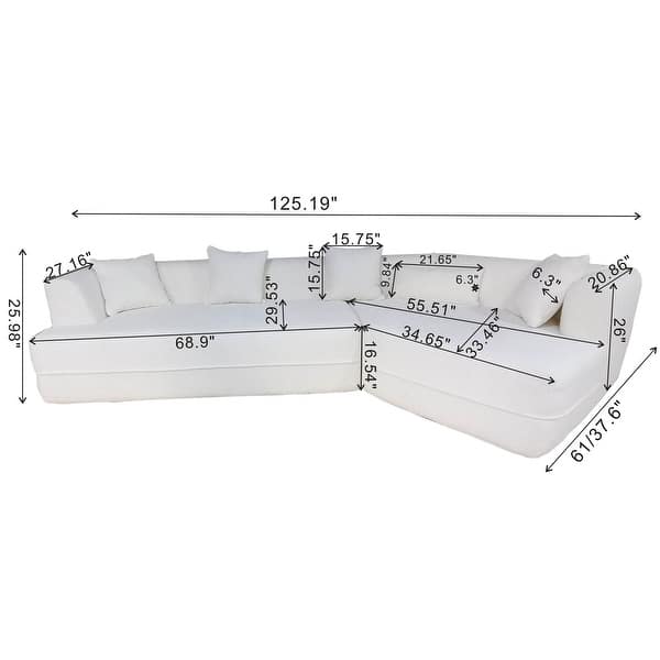 Green Boucle Modular Sofa Wedge Sectional Sofa Curved Loveseat Couch ...