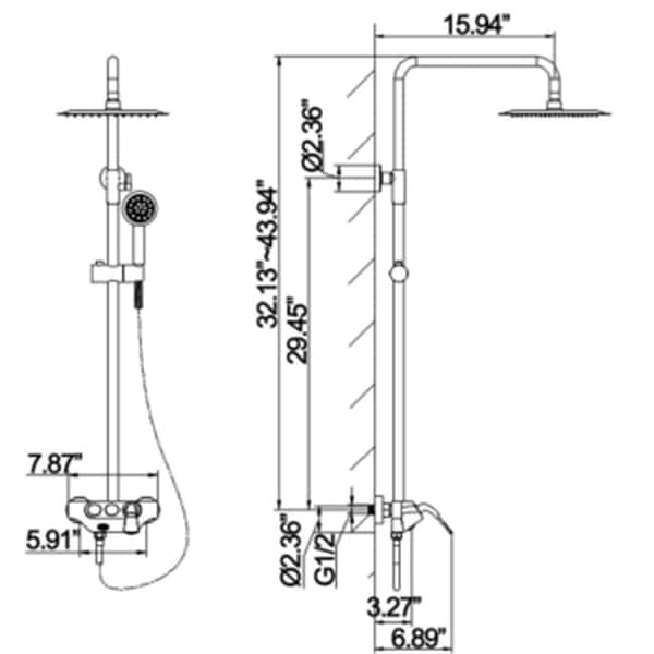 Tub and Shower Faucet With Hand Shower Exposed Pipes Shower System With ...